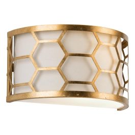 Arendal Wall Light Distressed Gold Leaf and White Frosted Glass With ...